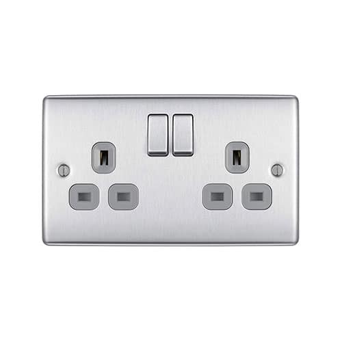 Double Socket Brushed Chrome - Finney Electrical